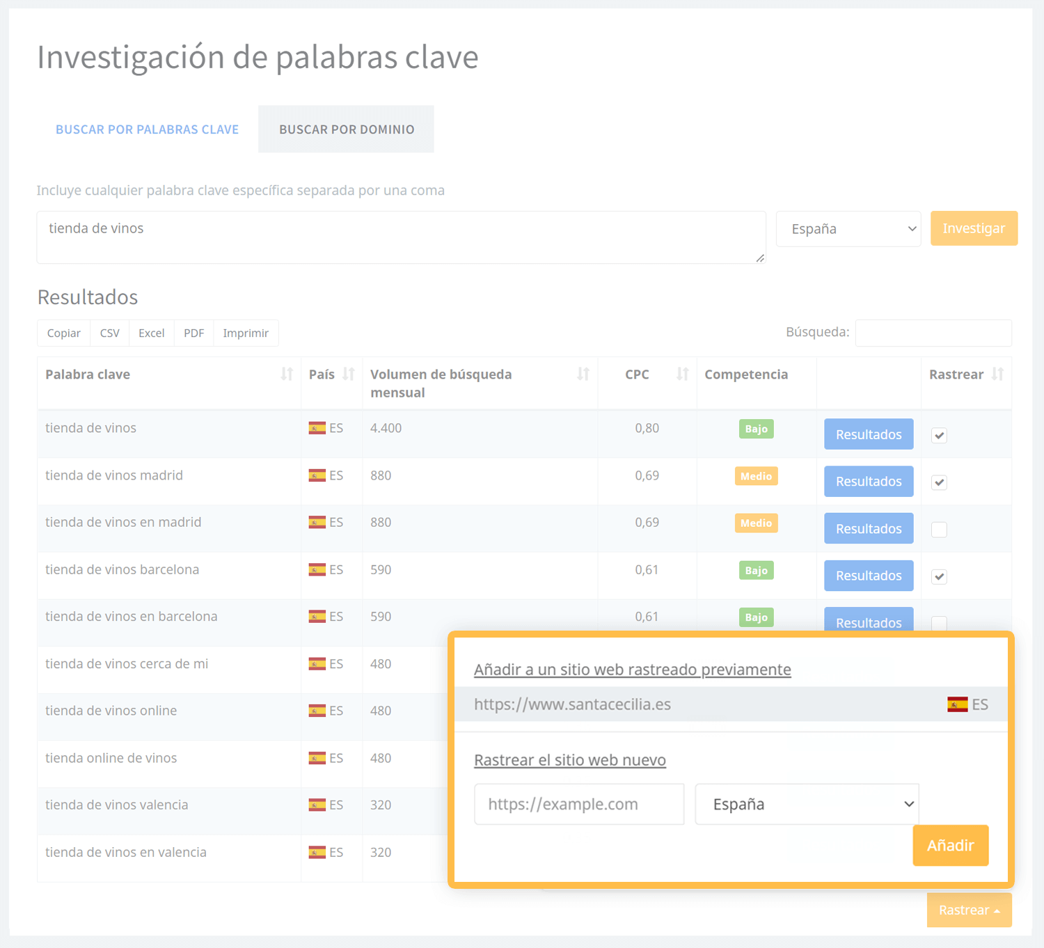 Herramienta de Búsqueda de Palabras Clave - SEOptimer