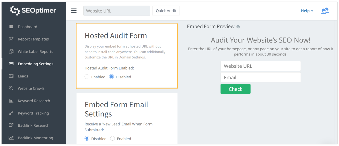 How to Set Up & Customize SEOptimer’s Hosted Audit Forms