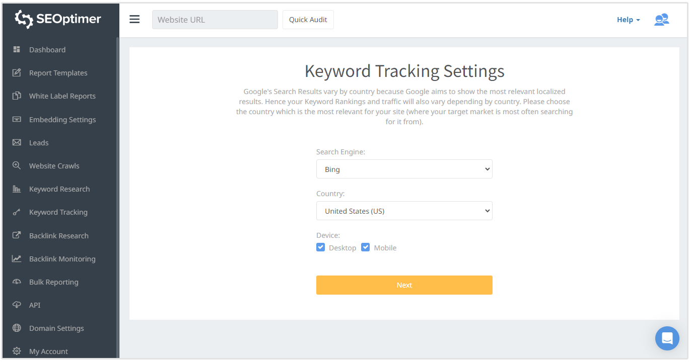 How to Track Search Engine Rankings in Google and Bing - SEOptimer